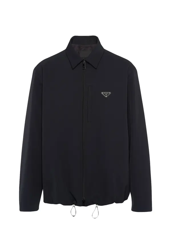 Prada Triangle-logo Zip-up Shirt - Black