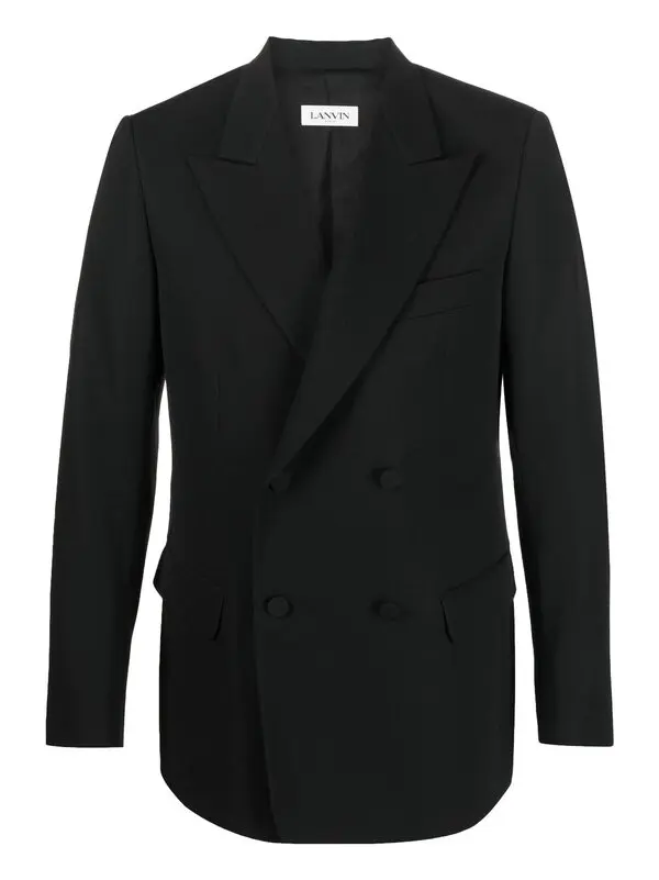 LANVIN Double-breasted Wool Blazer - Black