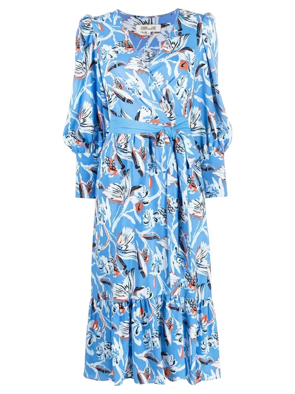 Diane Von Furstenberg Floral-print Midi Dress - Blue