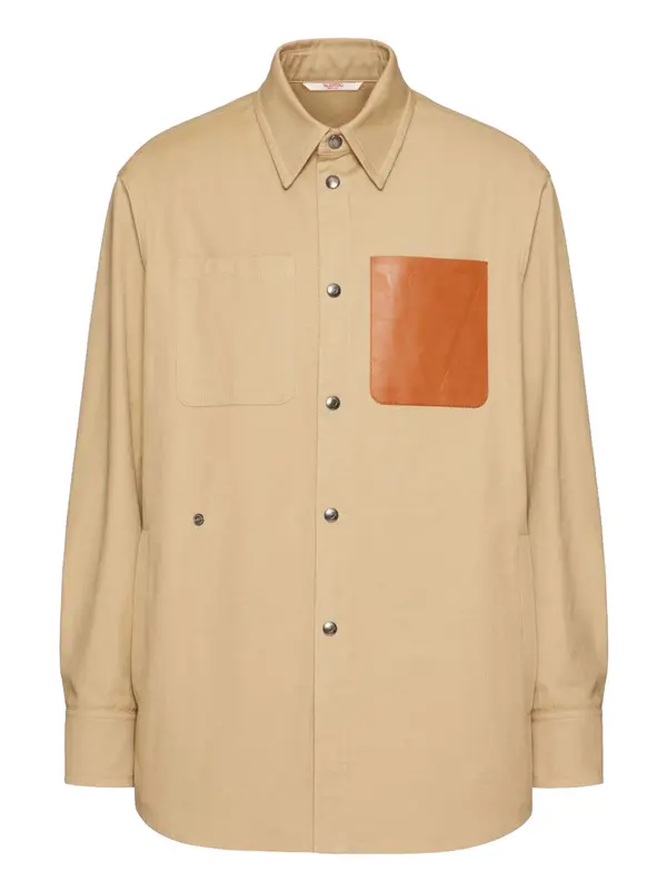 Valentino Garavani Leather-pocket Shirt Jacket - Neutrals