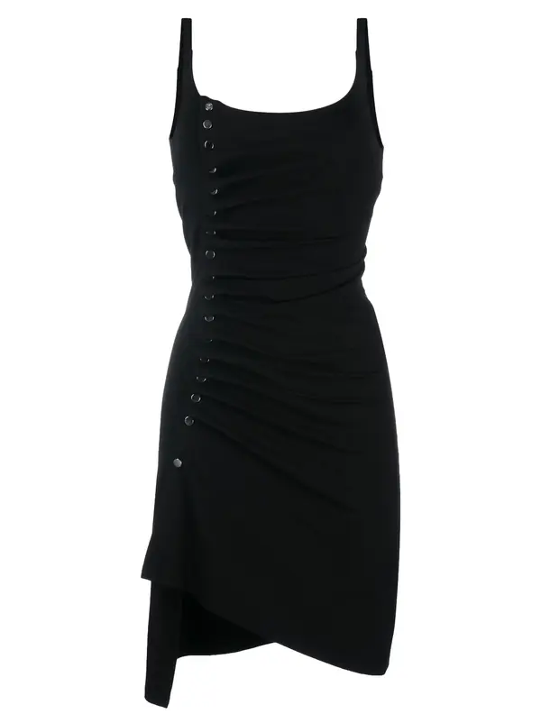 Rabanne Button-detailed Draped Minidress - Black