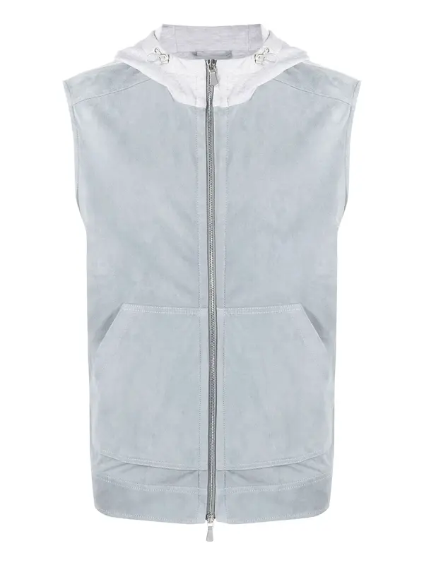 Eleventy Pouch-pocket Hooded Gilet - Blue