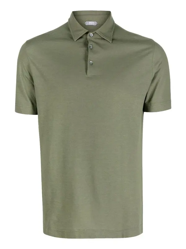 ZANONE Short-sleeved Cotton Polo Shirt - Green