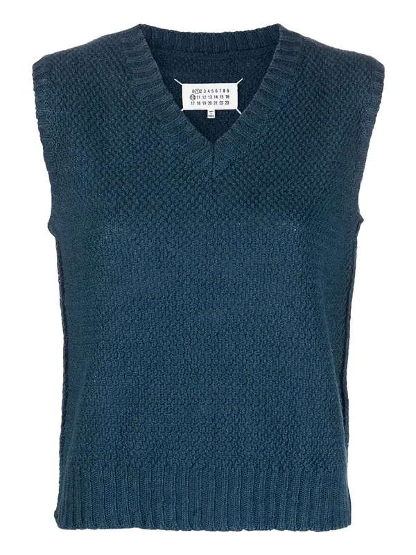 MAISON MARGIELA Basket-weave Sleeveless Sweatshirt - Blue