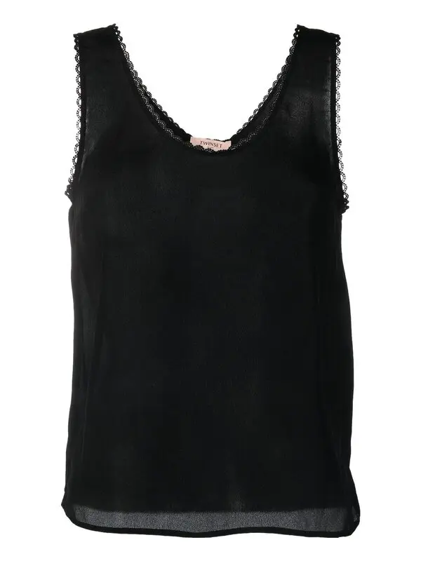 TWINSET Scallop-edge Tank Top - Black
