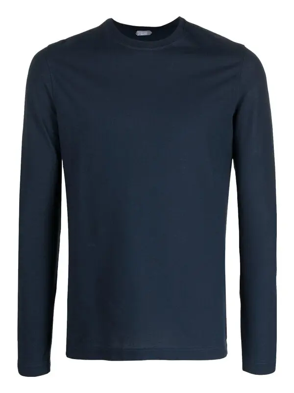 ZANONE Long-sleeved Cotton T-shirt - Blue