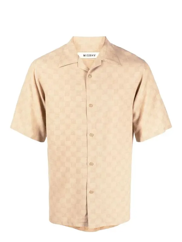 MISBHV Monogram-print Short-sleeve Shirt - Neutrals