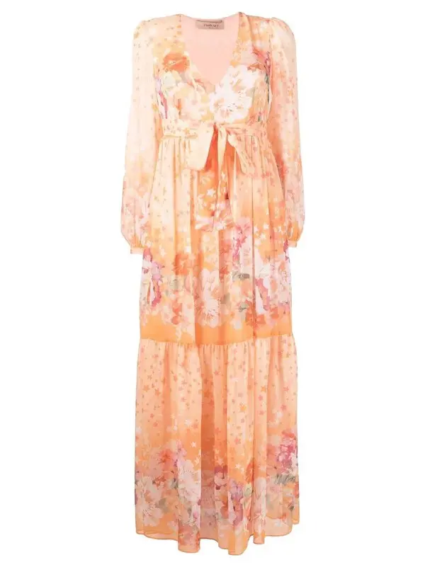 TWINSET Floral-print Empire-line Dress - Orange