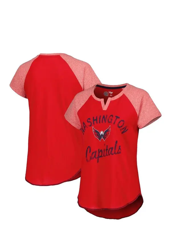 STARTER Washington Capitals Grand Slam Raglan Notch Neck T-shirt - Red