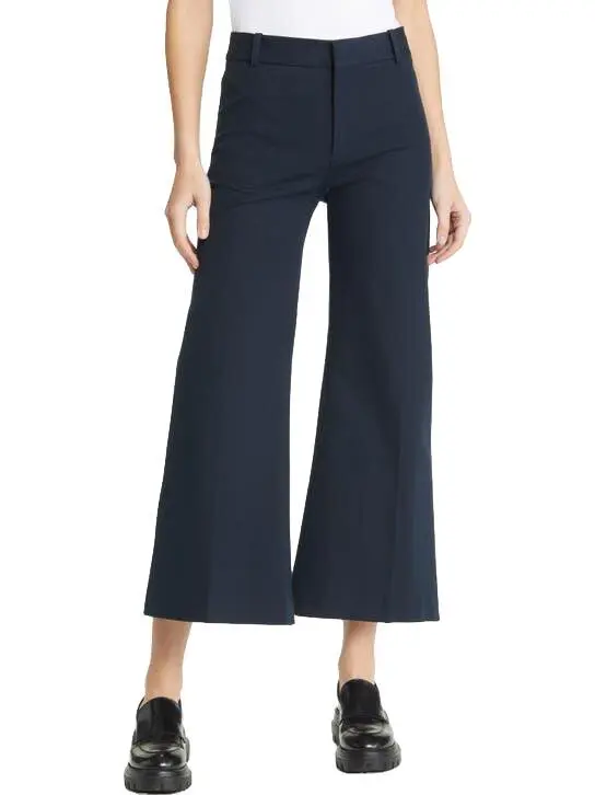 FRAME Le Crop Palazzo Wide Leg Trousers - Navy