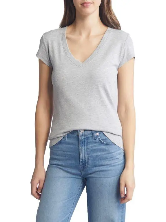 Splendid Faye V-neck T-shirt - Heather Grey