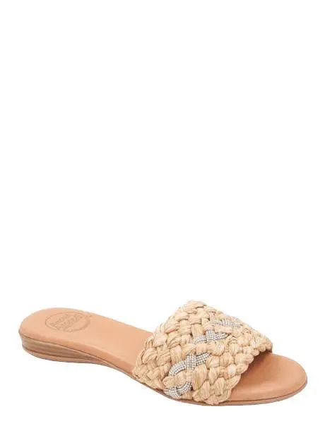 Andre Assous Nahala Slide Sandal - Natural/ Crystal