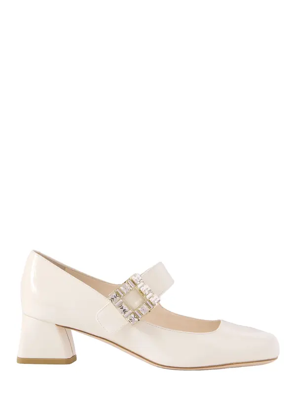 ROGER VIVIER Très Vivier 45 Crystal-embellished Mary Jane Pumps - White