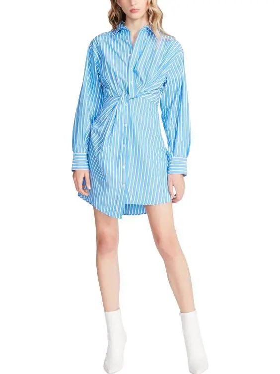 Steve Madden Nadia Stripe Twist Front Shirtdress - Blue