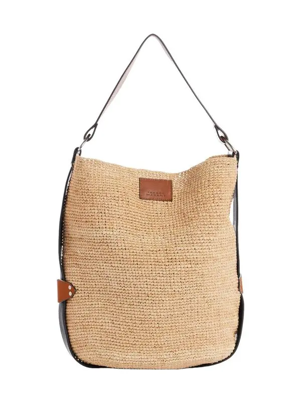 Isabel Marant Bayia Raffia Bucket Bag - Natural/ Cognac