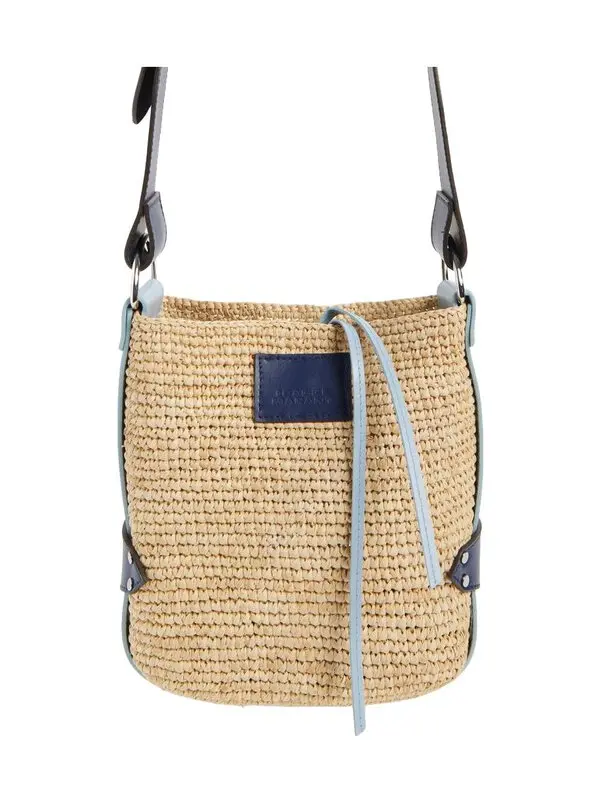 Isabel Marant Mini Bayia Raffia Bucket Bag - Natural/blue