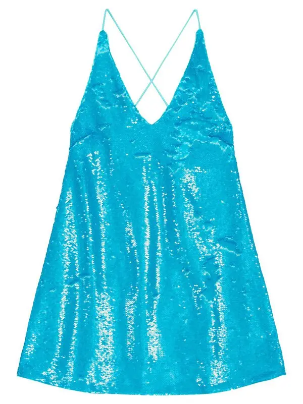 GANNI Sequin Strap Mini Dress - Blue