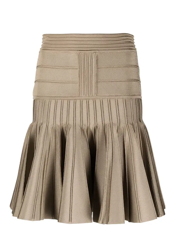 Balmain Pleated Knit Miniskirt - Neutrals
