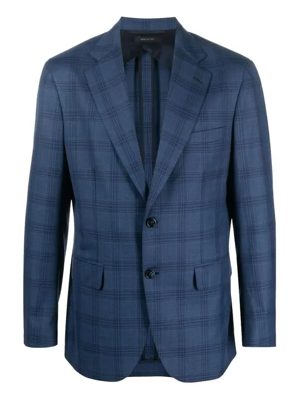 Brioni Plaid Notched-lapels Blazer - Blue