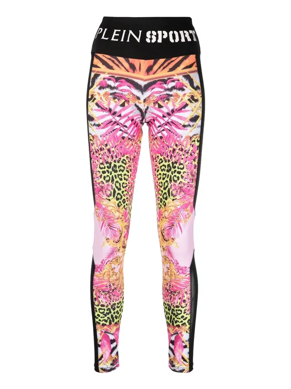 PLEIN SPORT Floral-print Jogging Leggings - Black