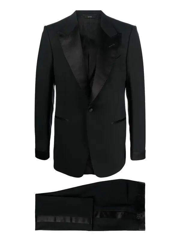TOM FORD Peak-lapel Wool Suit - Black