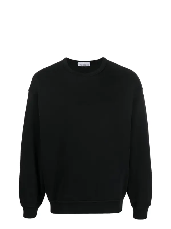 Stone Island Embroidered-logo Crewneck Sweatshirt - Black