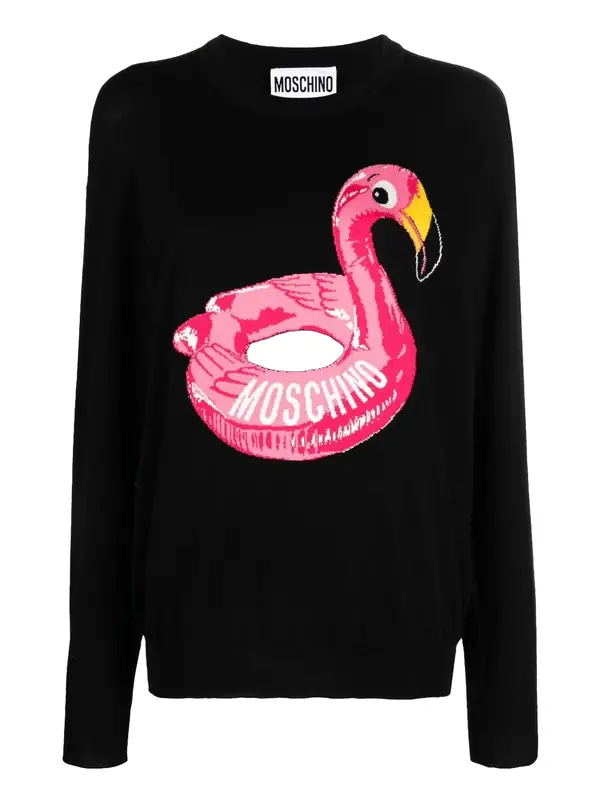 Moschino Intarsia-knit Logo Jumper - Black