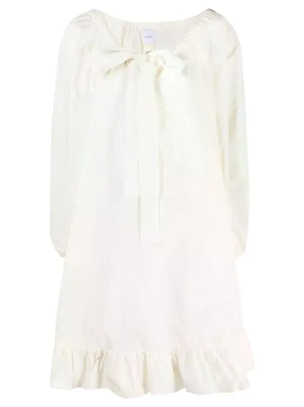 PATOU Tie-neck Mini Dress - Neutrals