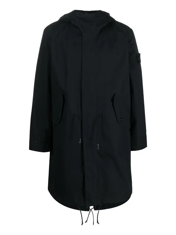 Stone Island Compass-patch Long-sleeved Coat - Black