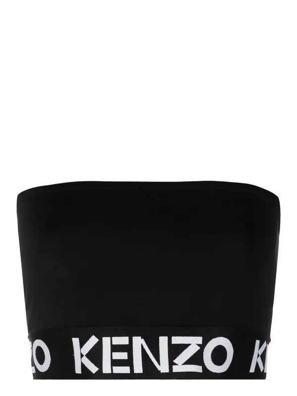 Kenzo Logo-waistband Strapless Bandeau Top - Black