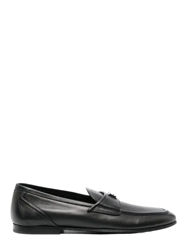 Dolce & Gabbana Logo-plaque Leather Loafers - Black