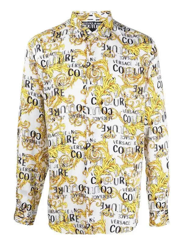 Versace Signature-barocco-print Shirt - White
