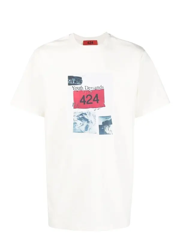 424 Graphic-logo-print T-shirt - Neutrals