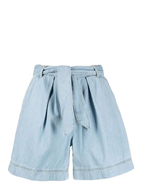 Pinko Belted Denim Shorts - Blue