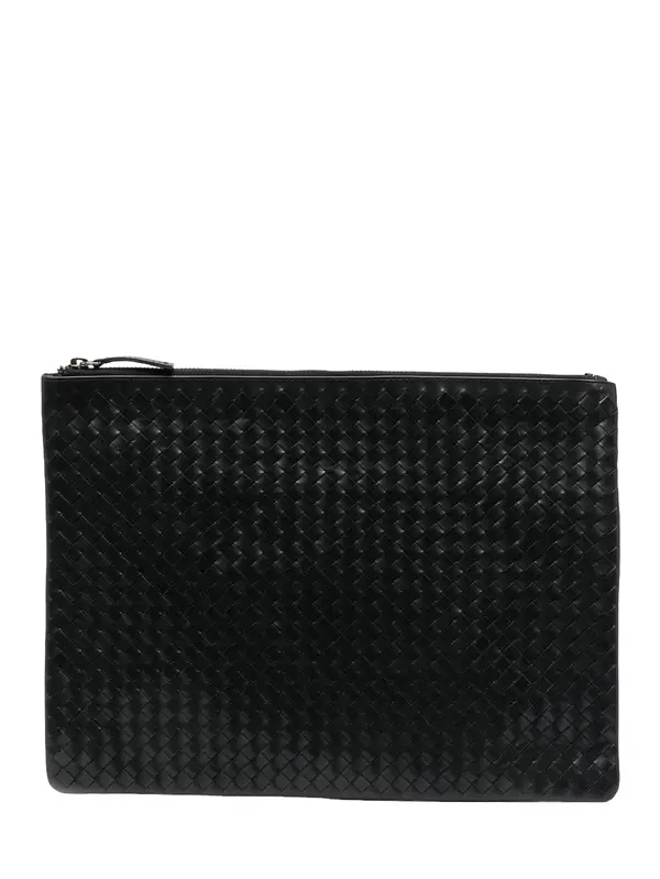 Dragon Diffusion Woven Leather Clutch Bag - Black
