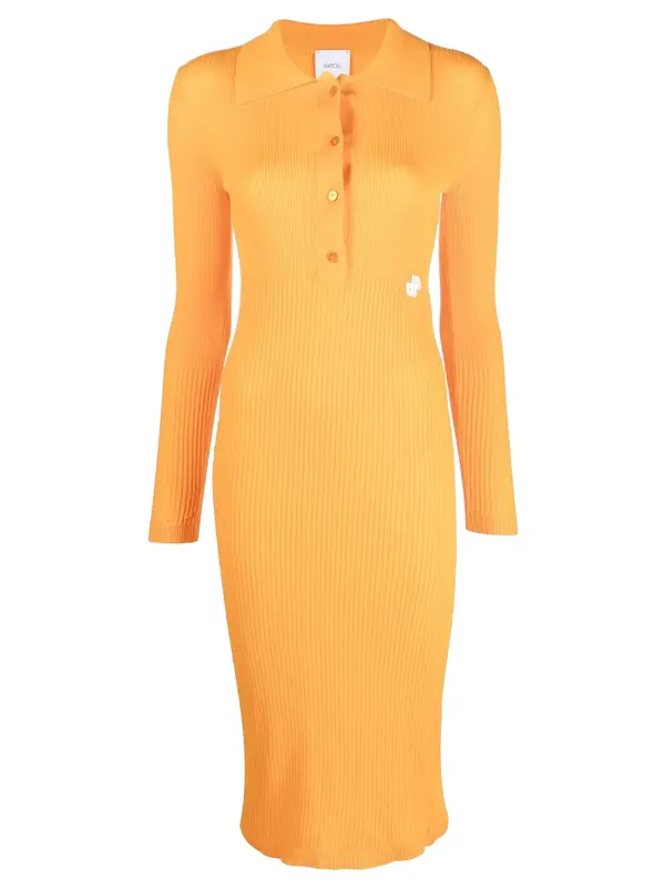 Patou Knitted Polo Dress - Orange