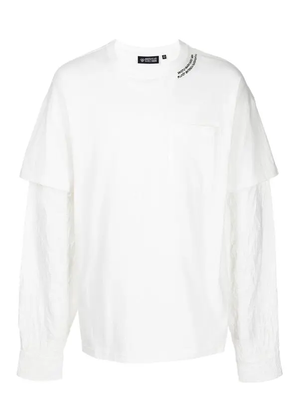MOSTLY HEARD RARELY SEEN Crinkle Woven Long-sleeve T-shirt - White