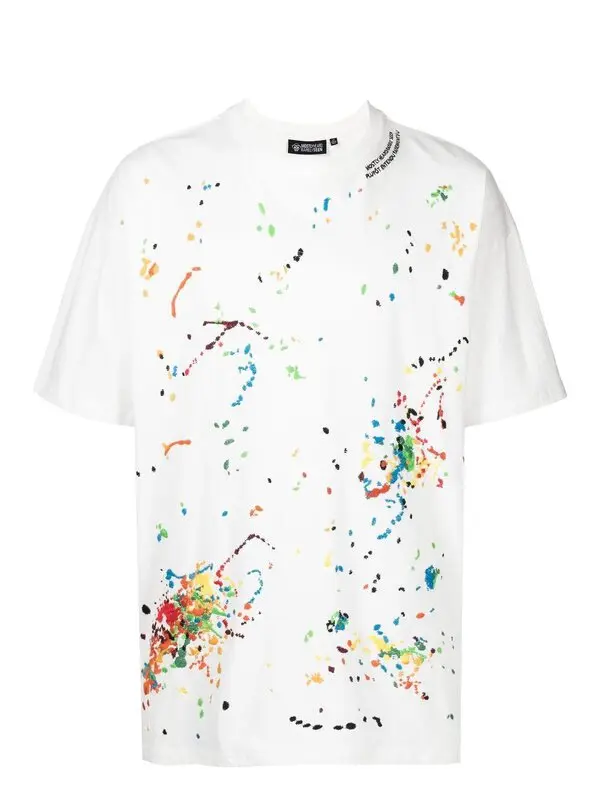MOSTLY HEARD RARELY SEEN Paint-embroidered Cotton T-shirt - White