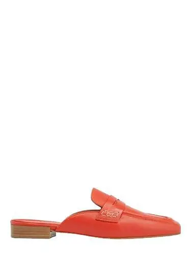 8 BY YOOX Leather Square Toe Penny Loafers Mules - Orange
