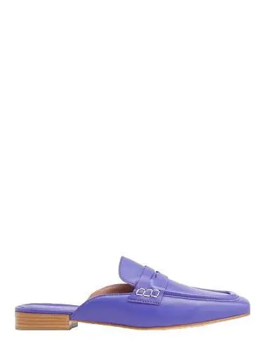 8 BY YOOX Leather Square Toe Penny Loafers Mules - Purple