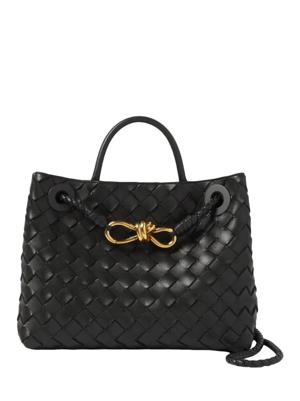 Bottega Veneta Andiamo Small Intrecciato Leather Shoulder Bag - Black