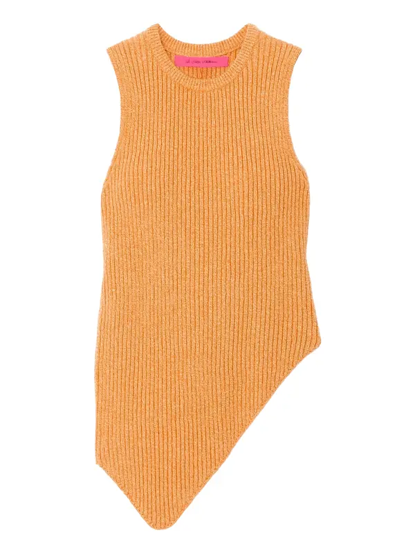 THE ELDER STATESMAN Asymmetric Ribbed Knit Tank - Orange