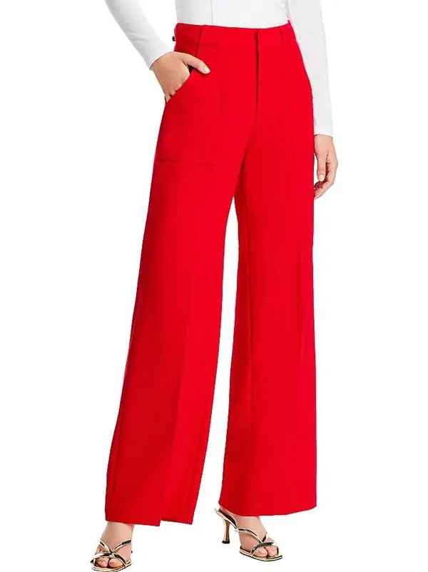 Aqua Wide Leg Trousers - Red
