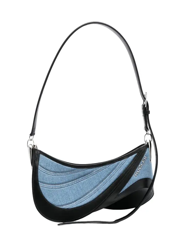 MUGLER Medium Spiral Curve 01 Denim Crossbody Bag - Blue