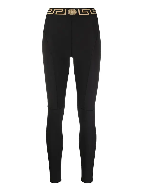 Versace Logo-waistband Leggings - Black