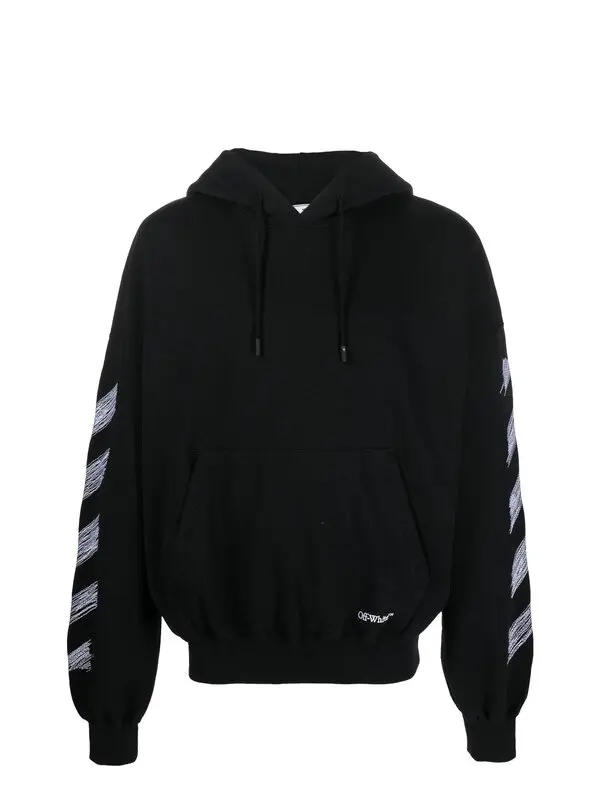 Off-White Diag-print Cotton Hoodie - Black