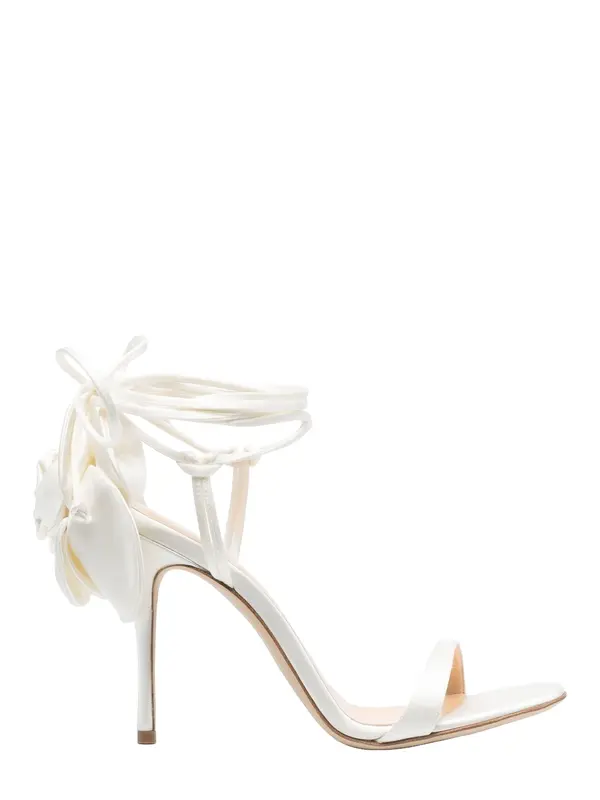 Magda Butrym 105mm Flower Satin Sandals - White
