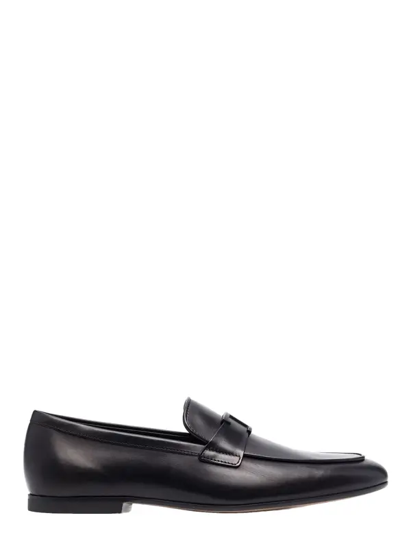 TOD'S Logo-plaque Leather Loafers - Black