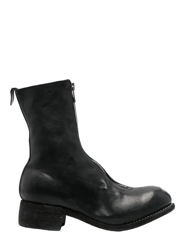 Guidi Front-zip Leather Boots - Black