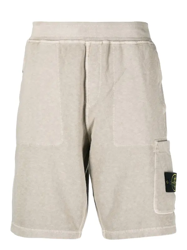 Stone Island Compass-motif Cotton Shorts - Neutrals